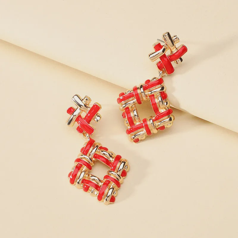 Carla Cross Earrings - Red